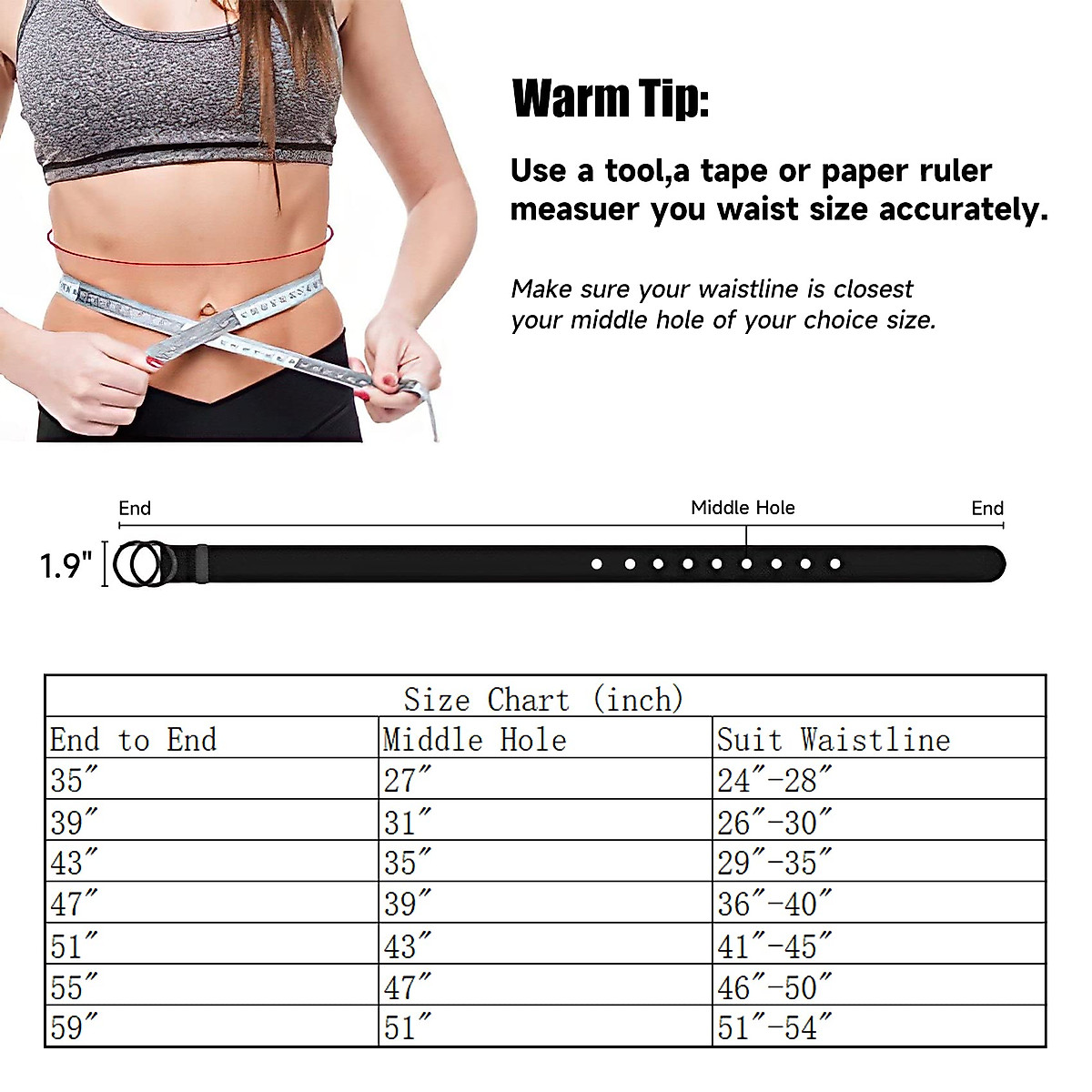 NBLYOS 1 Pack Women Belts Faux Leather for Jeans Fashion Belt with Gold Buckle Ladies Dress Belt(M,US,black)