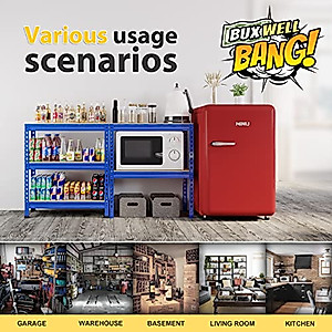 BuxWellBang 5-Shelf Heavy Duty Shelving - Adjustable Garage Storage Shelves, Metal Utility Storage Racks for Warehouse Pantry Basement Kitchen, Utility Shelves,Blue