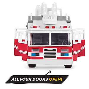 Driven by Battat — 1:24 Scale Fire Truck – Small Toy Truck with Lights, Sounds & More for Boys & Girls Age 3+