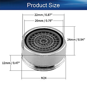 Yinpecly Sink Faucet Aerator, Kitchen Stainless Steel Sink Aerator Replacement Parts, Faucet Adapter with 24mm Male Thread for Kitchen Bathroom, Drawing, 2Pcs