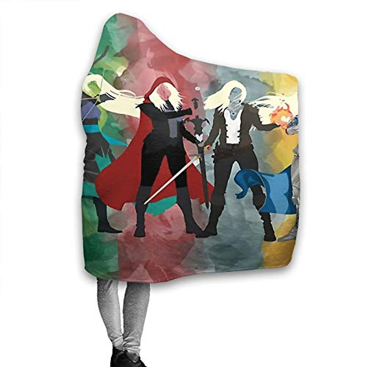 Hooded Blanket Throne of Glass Series Watercolor Comfortable Throw Blankets Suitable for Sofa Blankets for Adults and Children, Bed Blankets 80" X60