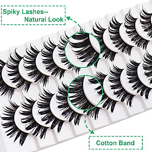 Losha False Eyelashes Spiky Manga Lashes Natural Look 20mm Fluffy Anime Wet Look Lashes 10 Pairs Fake Eyelashes Pack for Cosplay (03)