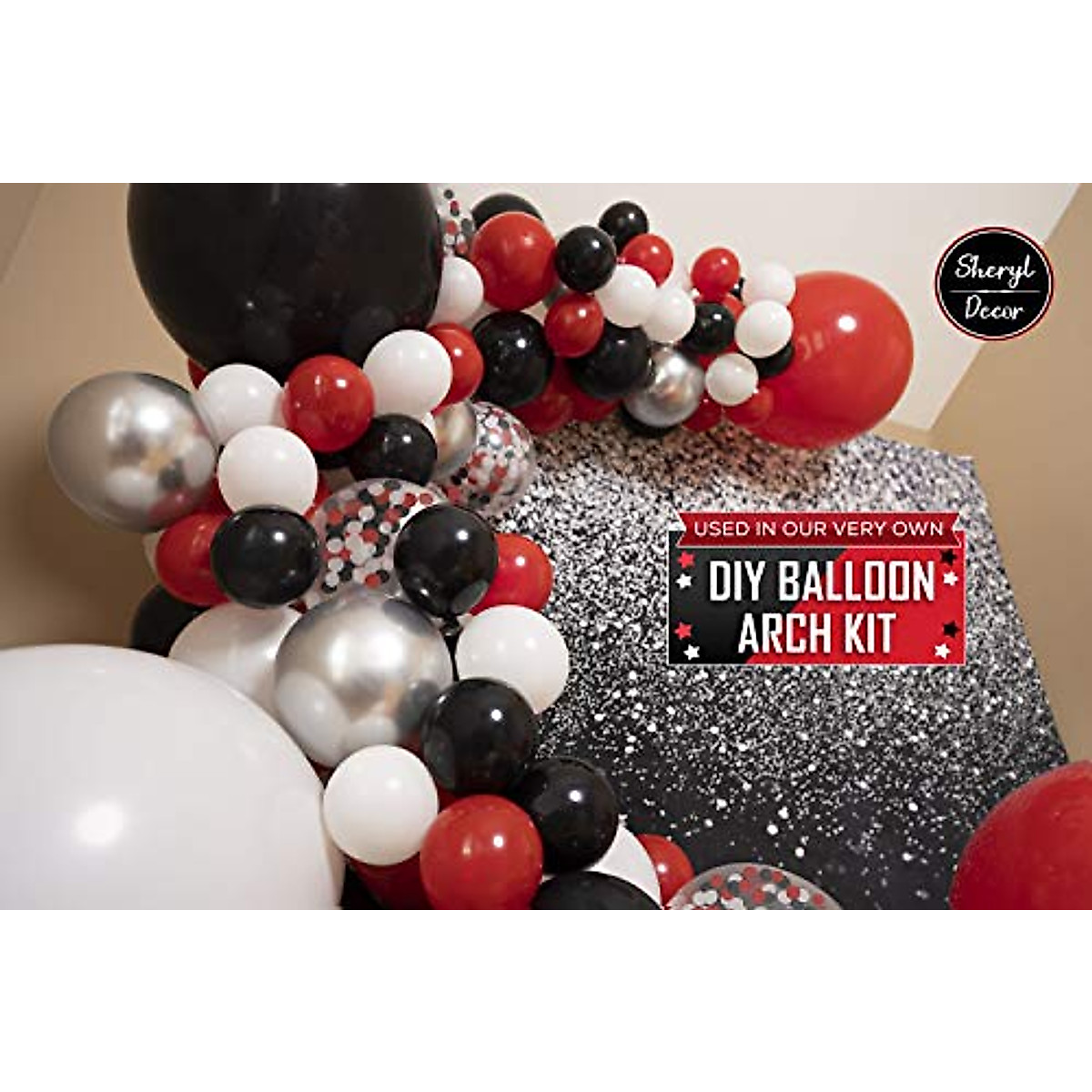 100 Red Black and White Balloons - Small & Large Red and Black Balloons Party Decorations Supplies Pack for Deadpool Birthday, Lumberjack Baby Shower, Graduation, Pirate, Ladybug, Race Car, Poker…
