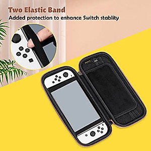 KENOBEE Carry Case for Nintendo Switch OLED Model 2021/Switch 2017, Portable Hard Shell Shockproof Cover Storage Travel Bag with 10 Game Cartridge Holder, Inner Pocket for Console & Accessorie, Yellow