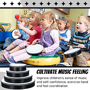Konohan 16 Pcs Kids Hand Drums Wooden Frame Drum with Drum Stick, 12 Inch 10 Inch 8 Inch 6 Inch Educational Musical Instruments for Adults Drums Beginners for Home School Party Supplies (Black)