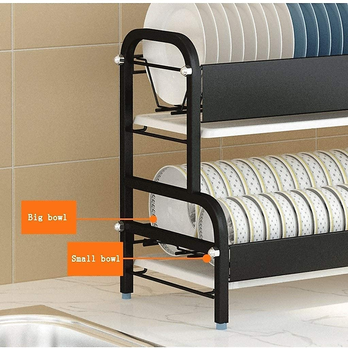 Plate Rack Draining Dish Rack 2-layer Stainless Steel With Drain Plate Dish Rack Drain Rack Tableware Drying for Kitchen Countertop Pan Plate Holder