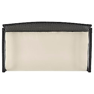 Manhattan Comfort Noli 4-Piece Patio Conversation Set, Outdoor Furniture Made of Steel Rattan | Includes 2 Modern Armchairs, Loveseat, Tempered Glass Coffee Table, Removable Waterproof Cushions, Cream