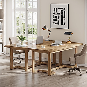 Tribesigns 63 Inches Computer Desk, Rectangular Writing Table with Solid Wood Legs and Thickened Desktop for Work Study, Modern Simple Executive Desk Workstation for Home Office (Walnut)