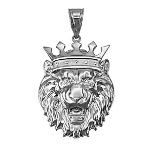 LA BLINGZ Sterling Silver Lion King Pendant (Large - 1.75")