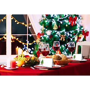 25 Pack Place Cards, Editable Name Cards for Table Seating, Christmas Holiday Party Tent Style Cards for Baby Shower, Birthday Party, Party Decoration and Supplies-LE05