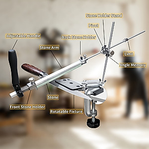 CWOVRS Knife Sharpening Kit, RUIXIN PRO RX-008 Knife Sharpener, 360° Flip Rotation Fixed-Angle, Upgrade Precise Slider & Fixture, Kitchen Chef Knife Sharpening System, 9 Premium Stones+1 Leather Strop