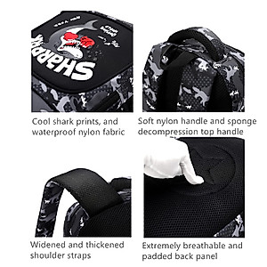 Shark Backpack for Boys, Camo Bookbags for Boys, Boys Backpacks for Kids Elementary