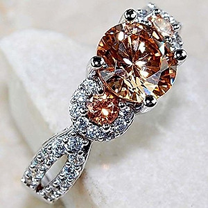 Phetmanee Shop Glamorous 925 Silver Brown Sapphire Gems Rings Women Wedding Party Jewelry Gifts (7)