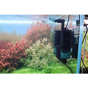 QANVEE Aquarium Sponge Filter Bubbler with Ultra Quiet Water Pump and Ceramic Balls for Fish Shrimp Breeding Tank (Filter M(15-50 Gallon))