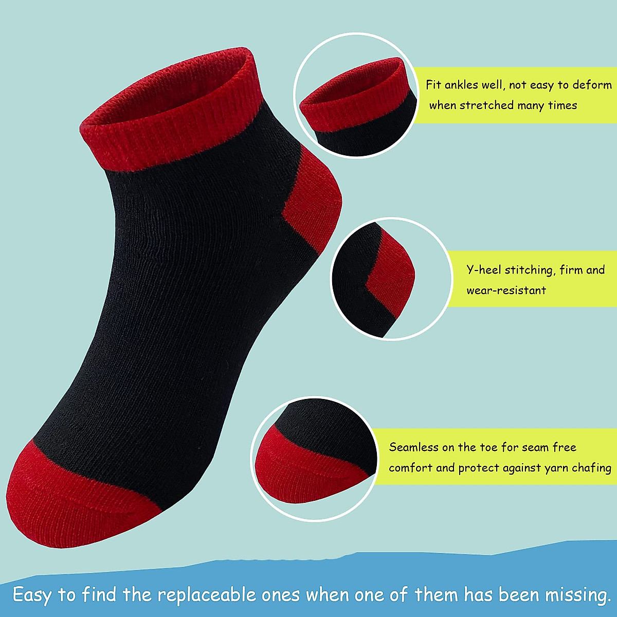 Tsmollyu 15 Pairs Kids Low Cut Socks Half Cushion Sport Ankle Athletic Socks for Little Big Kids(4-6 Years)