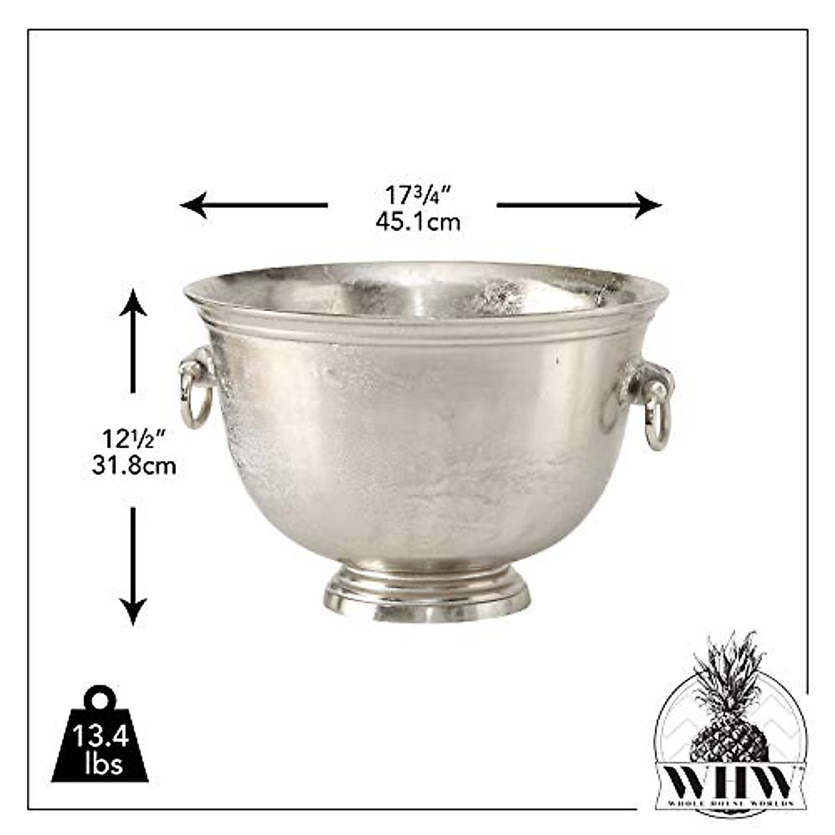 WHW Whole House Worlds Oversized Luxury Champagne Bucket with Old World Panache, 17.75 Inches, (45 cm) Grand Hotel Collection