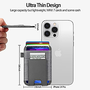 Magnetic Card Wallet Holder for MagSafe, Magsafe Wallet for Apple iPhone 14 Pro Max/14 Pro/14/14 Plus/13/12, MagSafe Leather Wallet, Magnetic Card Holder for iPhone 14/13/12 Series, Fit 7 Cards, Gray