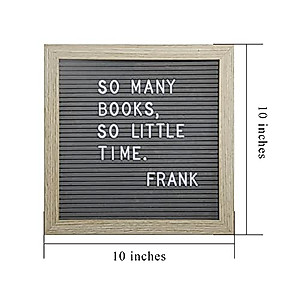Letter Board by Crystal Lemon, Felt Letter Board, 10x10 Inches, Changeable Wooden Message Board Sign, Wood Frame, Wall Mount, Free Standing(Gray)