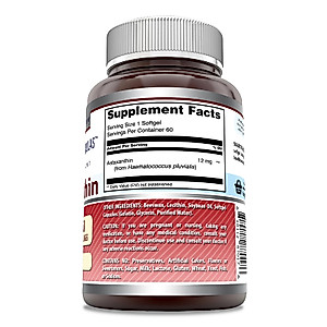 Amazing Formulas Astaxanthin 12 Mg Supplement | 60 Softgels | Non-GMO | Gluten Free | Made in USA