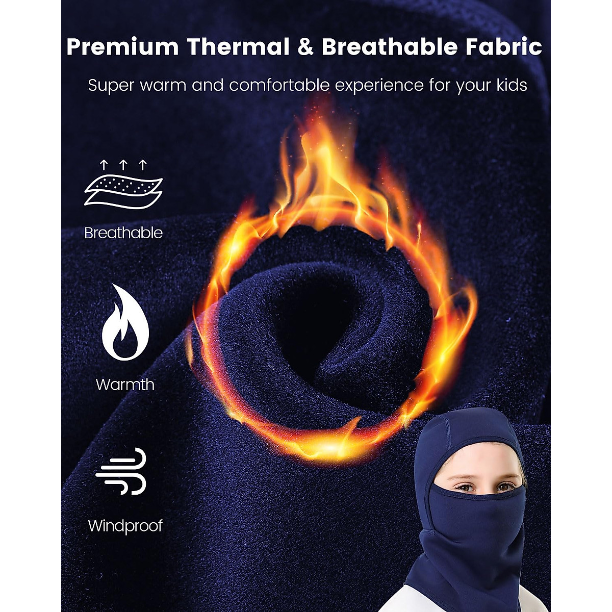 Aegend Kids Balaclava Windproof Ski Face Warmer for Cold Weather Winter Sports Skiing, Running, Cycling, 1 Piece, 4 Colors Blue