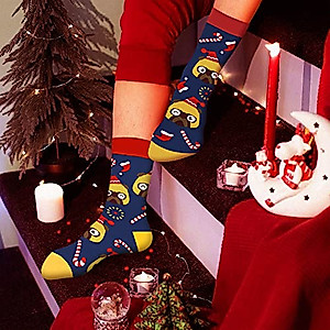 AGRIMONY Funny Christmas Socks for Men Women Teen Boys Girls - Christmas Secret Santa Gifts Fun Novelty Funky Crazy Silly Cool Cute Santa Socks Xmas Gifts Stocking Stuffers - 4 pairs