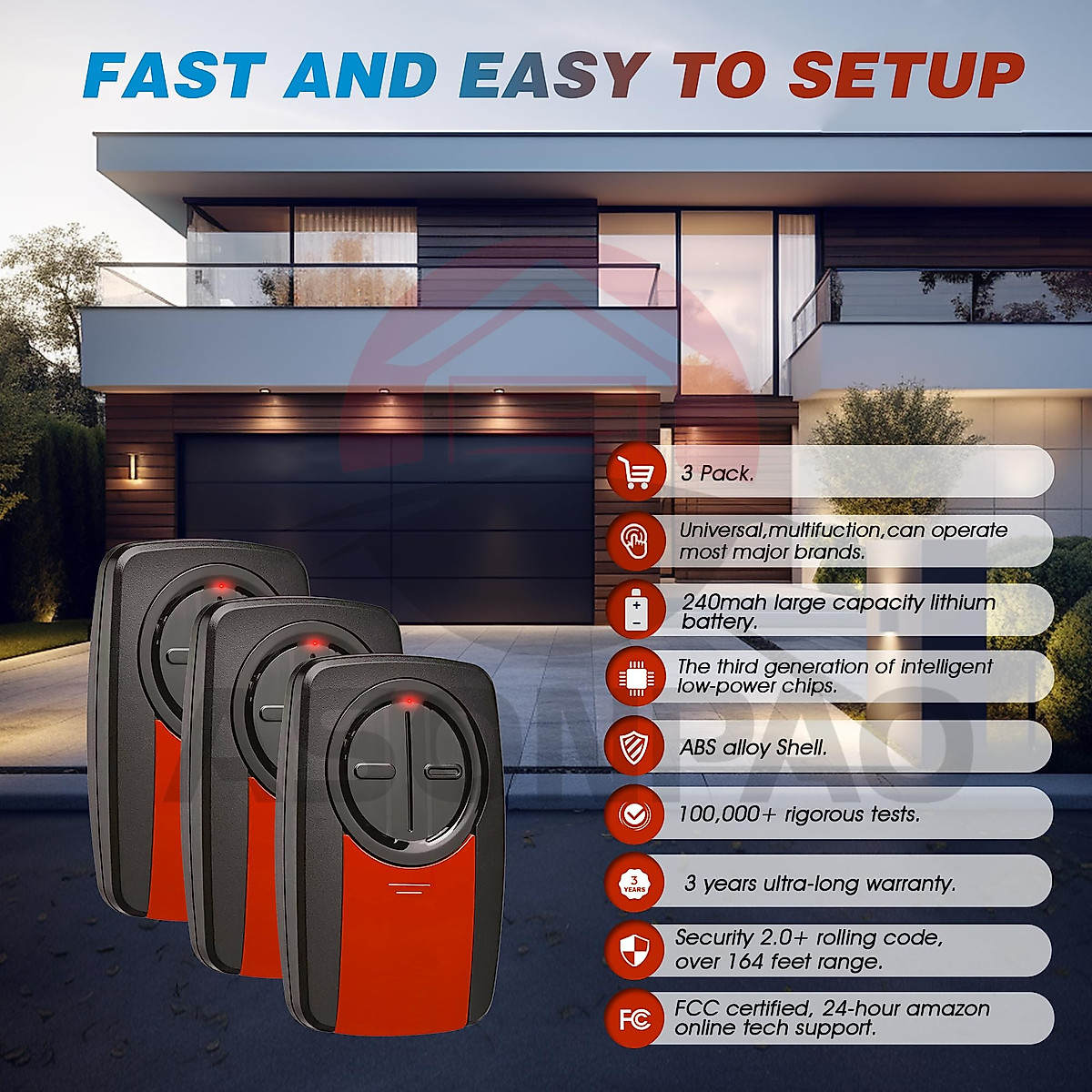 3-Pack of LiftMaster Garage Door Opener Remote (375UT, 375LM, 380UT) with 3-Year Warranty