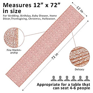 Syntus Sequin Table Runner Rose Golden, 2 Pack 12 x 72 inch Glitter Rose Gold Table Runner Rectangle for Graduation Party Supplies Decorations Wedding, Birthday & Baby Shower