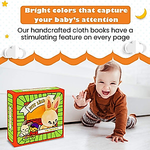 ToBe ReadyForLife Stimulating Baby Books 0-6 Months and 6-12 Months Infants - Crinkle Books for Babies - Toys Gift for 1 Year Old - Soft Cloth Farm Animals Books for Baby