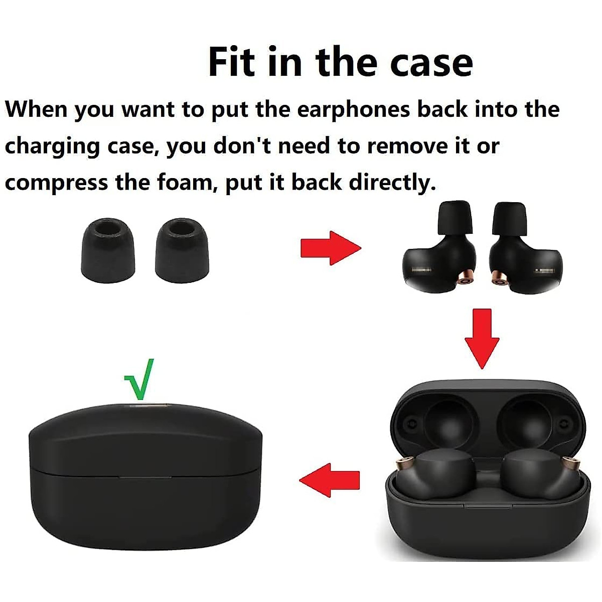 JNSA Replacement for Sony WF-1000XM4 WF-XB700 Memory Foam Ear Tips Noise Canceling Foam Eartips Ear Cap Ear Tip L Size 3 Pairs, [Fit in Case], Silver,Large Size (FoamXM4S3PL)