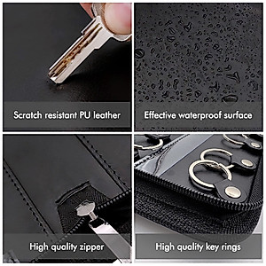 Portable Zippered Key Case,Leather Key Organizer with 24 Hooks Key Storage,Portable Manager and Landlord Key Holder,Zipper Keys Organizers for Estate Agent,Hotel Executives,Car Service Key Box
