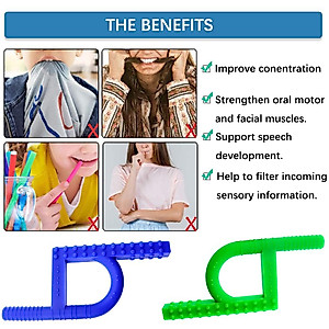 Sensory Chew Toys for Kids with Teething, ADHD, Autism, Biting Needs,Oral Motor Chewy Teether, Silicone chewlery for Boys and Girls(2 Pack Blue Green)