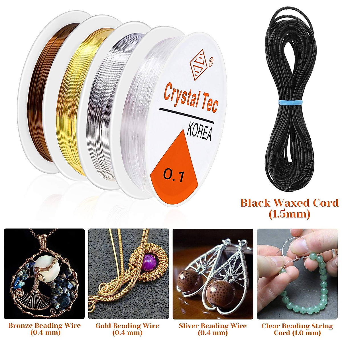 Jewelry Making Supplies Kit, Paxcoo Jewelry Making Kit with Jewelry Making Tools, Jewelry Wires and Jewelry Findings for Jewelry Making, Repair and Beading