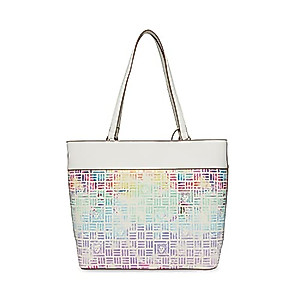 Anne Klein Tote w/Horse bit, Ombre Rainbow Lion Logo Print/Anne White