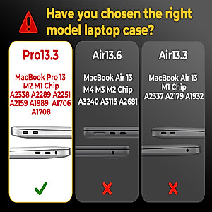 EooCoo Compatible with 2023 2022 M2 MacBook Pro 13 inch Case 2021-2016 Release M1 A2338 A2289 A2251 A2159 A1989 A1706 A1708 Protective Hard Case with Keyboard Cover, Screen Protector - Crystal Clear