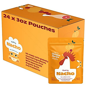 Made by Nacho Wet Cat Food, Cuts in Gravy, Cage-Free Chicken Recipe with Bone Broth for Extra Hydration, (24) 3 oz. Pouches