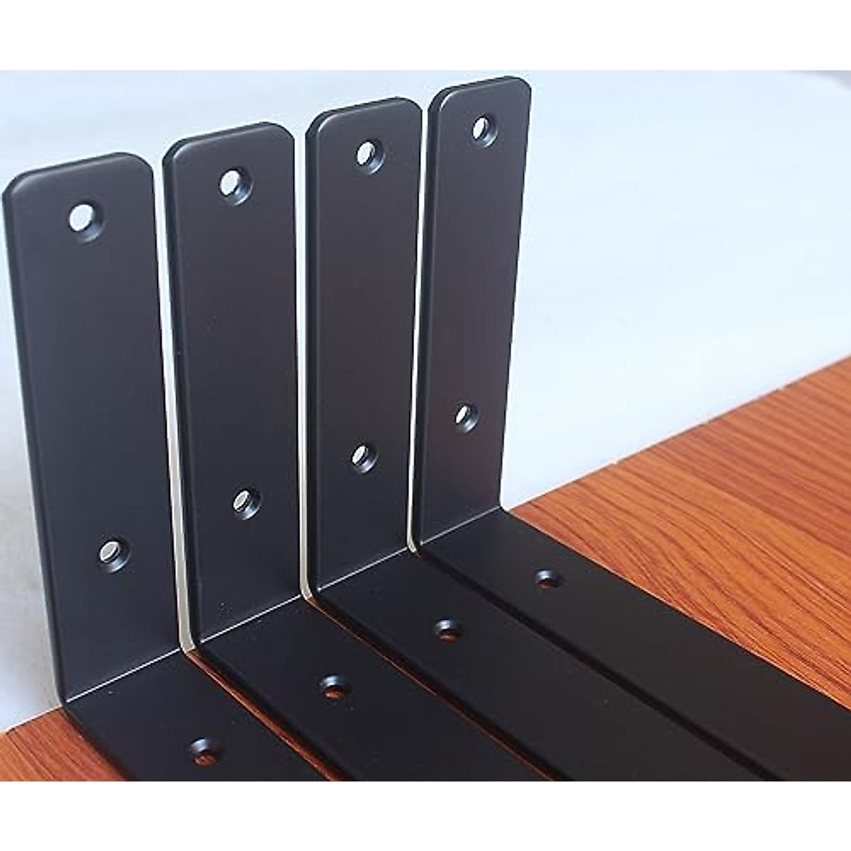 4 Pack - L 8" x H 6" x W 1.5", 5mm Thick Rustic Shelf Bracket, Iron Shelf Brackets, Metal Shelf Bracket, Industrial Shelf Bracket, Modern Shelf Bracket, Decorative Shelving, Shelf Supports with Screws