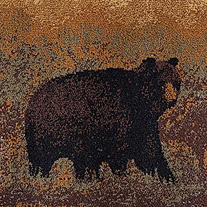 Sierra Bear Novelty Lodge Pattern Red Runner Rug, 2.7' x 7'