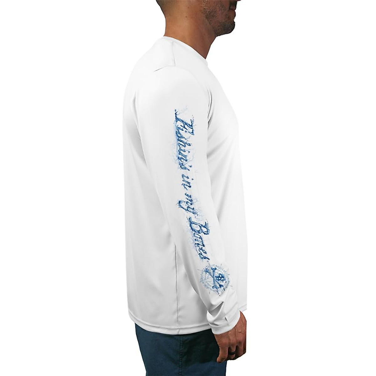 Rattlin Jack Men's UPF 50+ Peacock Bass Fishing Shirts Long Sleeve L White