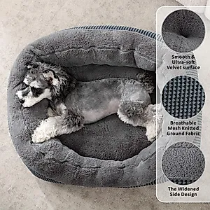 INVENHO Medium Dog Beds for Medium Dogs Washable, Rectangle Dog Bed Medium Size Dog, Orthopedic Dog Bed, Warming Soft Calming Sleeping Puppy Bed Durable Pet Bed with Anti-Slip Bottom M(30"x24"x9")