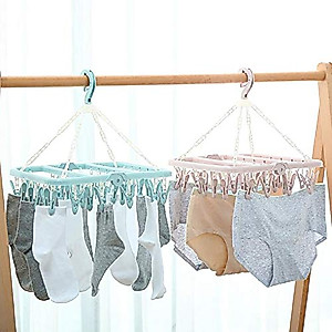 TUKE 32 Clips Folding Clothes Dryer Hanger Children Adults Clothes Dryer Windproof Socks Underwear Plastic Drying Rack