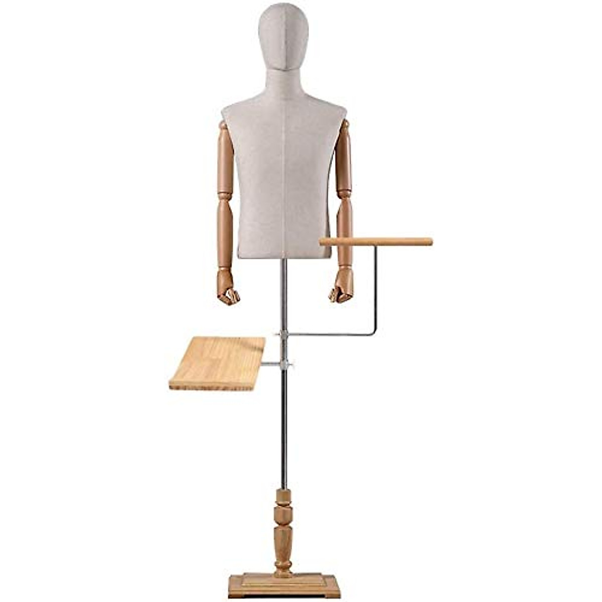 Tailors Dummy Male Mannequin Torso with Rectangular Base Trousers Rack and Shoes Holder| for Clothing Display Dressmakers Dummy