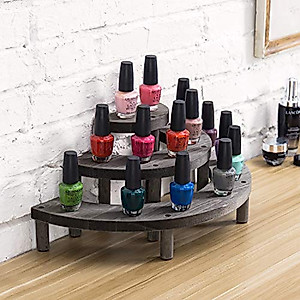 MyGift 3-Tier Cupcake Stand, Vintage Gray Wood Semi Circle Dessert and Retail Display Stand, Set of 2