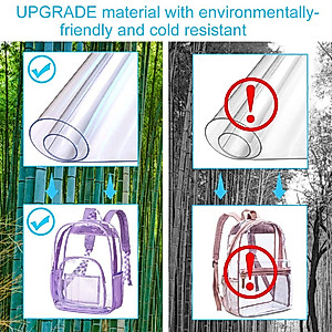 Clear Backpack for Women and Men, Heavy Duty PVC Backpacks, See Through Transparent Bookbag - Purple