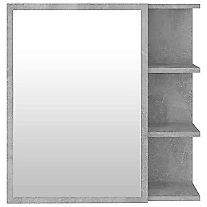 Eurobuy Bathroom Mirror Cabinet,Contemporary Wall Mounted Medicine Cabinet with 1 Door and 5 Compartments,Vanity Storage Cabinet for Bathroom Concrete Gray 24.6"x8.1"x25.2"