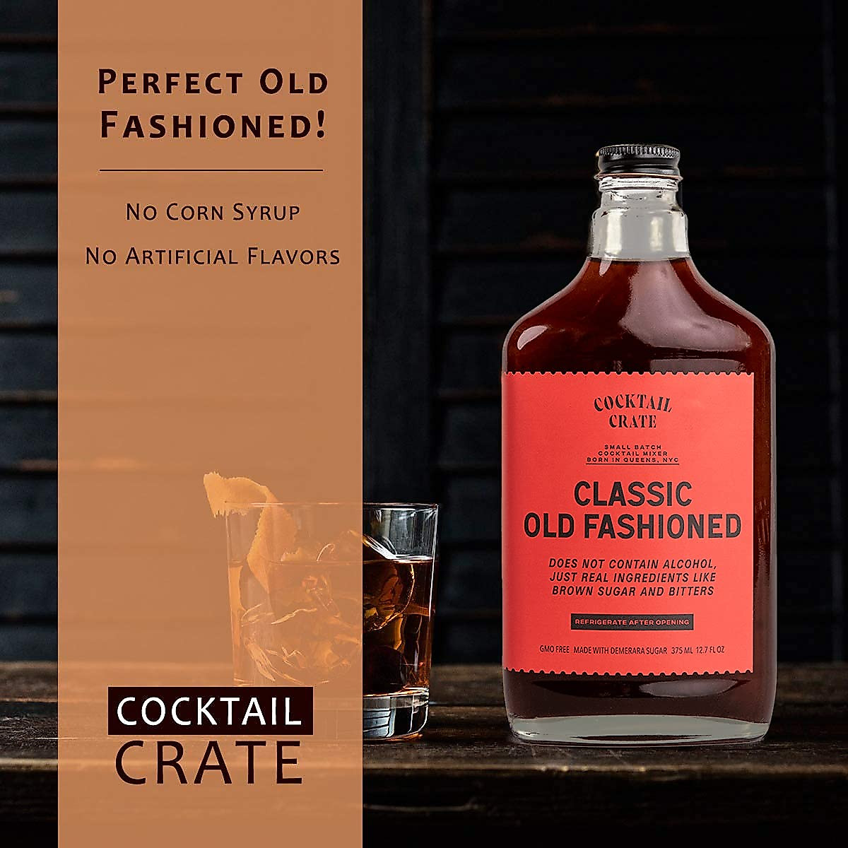 Cocktail Crate Old Fashioned Drink Mixer | Makes 34 Cocktails | Award-Winning Mixer for Classic Old Fashioned | Premium Syrup Handcrafted with Aromatic Bitters & Demerara Sugar | 12.7oz, 2 pack