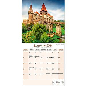2023 2024 Castles Monthly Wall Calendar - Travel Calendar - 12 x 24 Open - Thick No-Bleed Paper - Giftable - Academic Teacher's Planner Calendar Organizing & Planning Calendar
