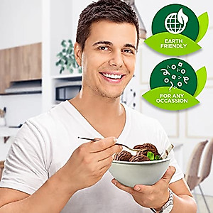 PAMI 100% Biodegradable Sugarcane Bowls [Pack of 50] 6 oz. Natural Compostable Soup Bowls- Planet-Friendly Bagasse Bowls For Hot & Cold Uses- Heavy-Duty Disposable Microwavable Paper Serving Bowls