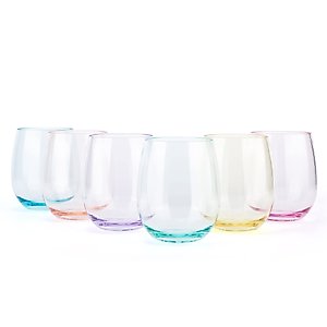 KX-WARE 18-ounce Acrylic Stemless Wine Glasses, set of 6 Mutlicolor