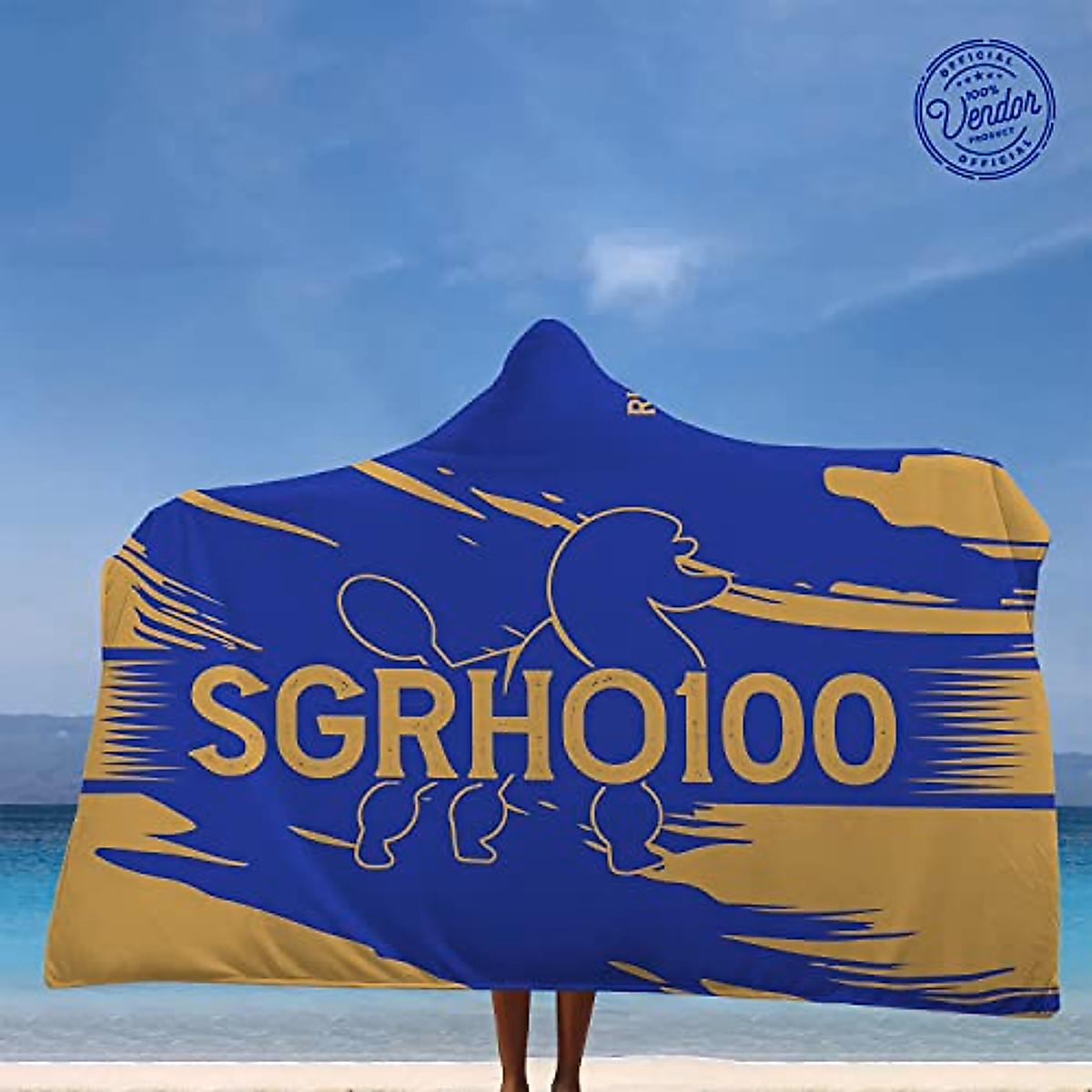Bad Bananas BBGreek Sigma Gamma Rho Centennial Official Vendor - Sherpa Lined Hooded Blanket - SGRHO100 Poodle - Sorority Paraphernalia