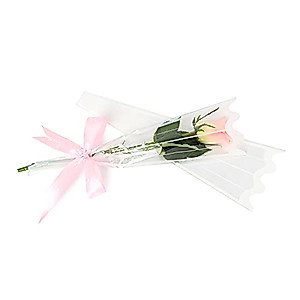 Aylmrice Clear Flower Bouquet Sleeve Flower Wrapping Plastic Paper Floral Arrangement Supplies Wrap Bags Single Rose Packaging Bags for Party Feastival Wedding Valentine's Day 100 Counts White